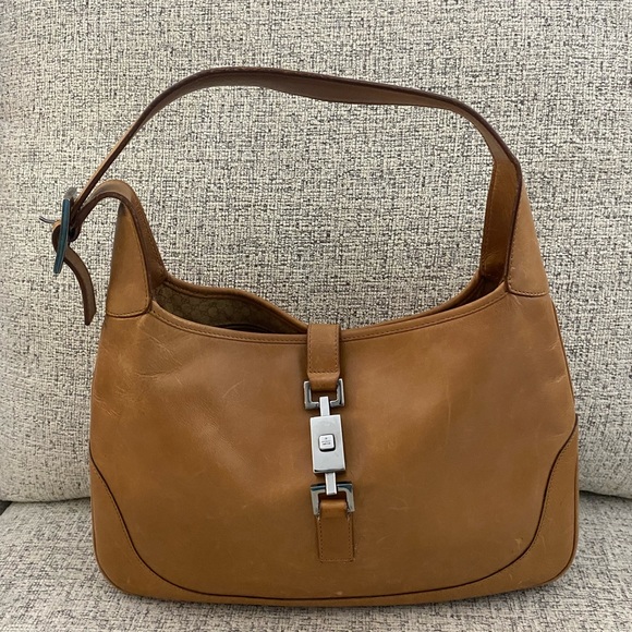 Bags | Gucci Tan Leather Shoulder Bag | Poshmark
